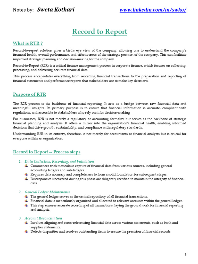 Record To Report Overview | PDF | Regulatory Compliance | Financial ...