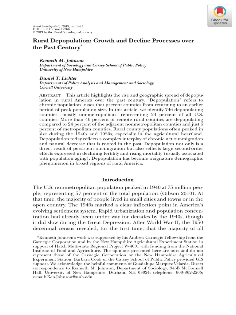 Rural Depopulation - Growth and Decline Processes Over The Past Century ...