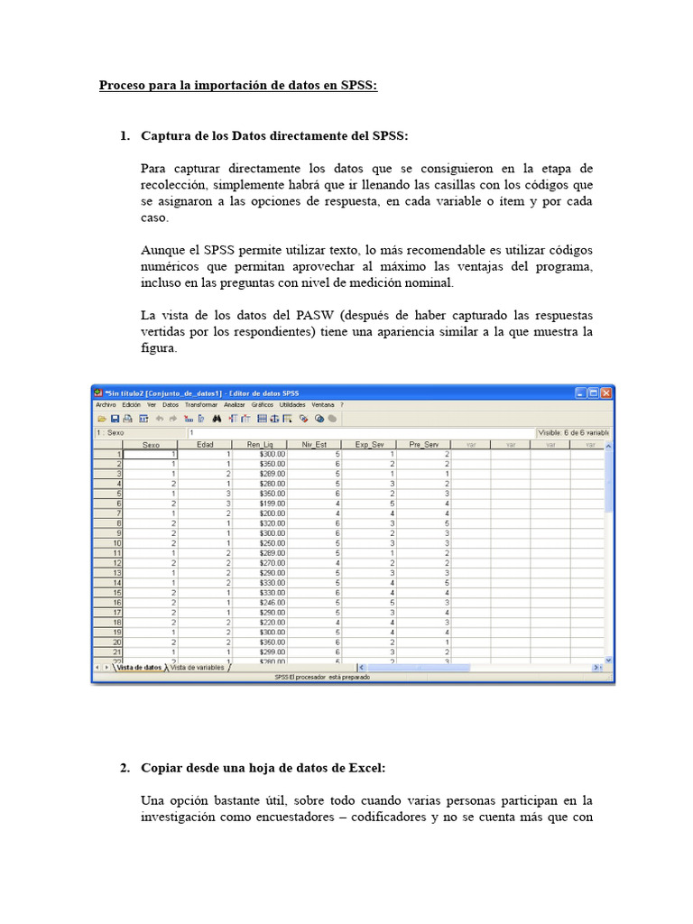 Proceso de importacion de datos en SPSS | PDF | Spss | Microsoft Excel Proceso de importacion de datos en SPSS | PDF | Spss | Microsoft Excel
