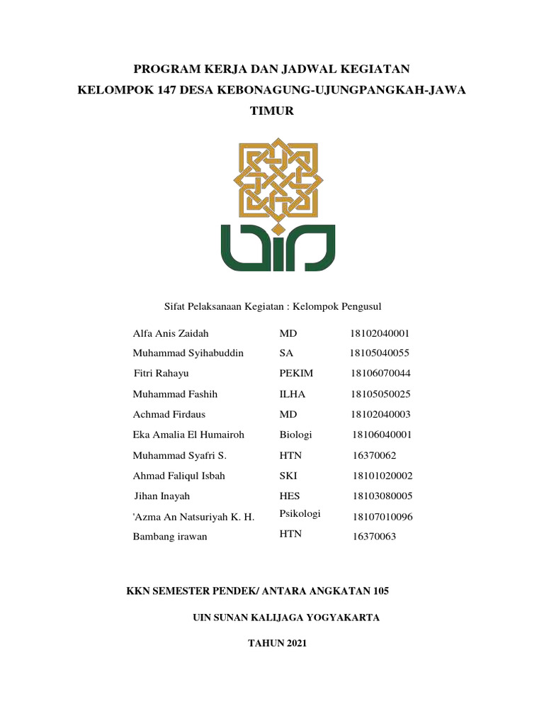 Proker & Jadwal Kegiatan KKN 105 - Kelompok 147 | PDF