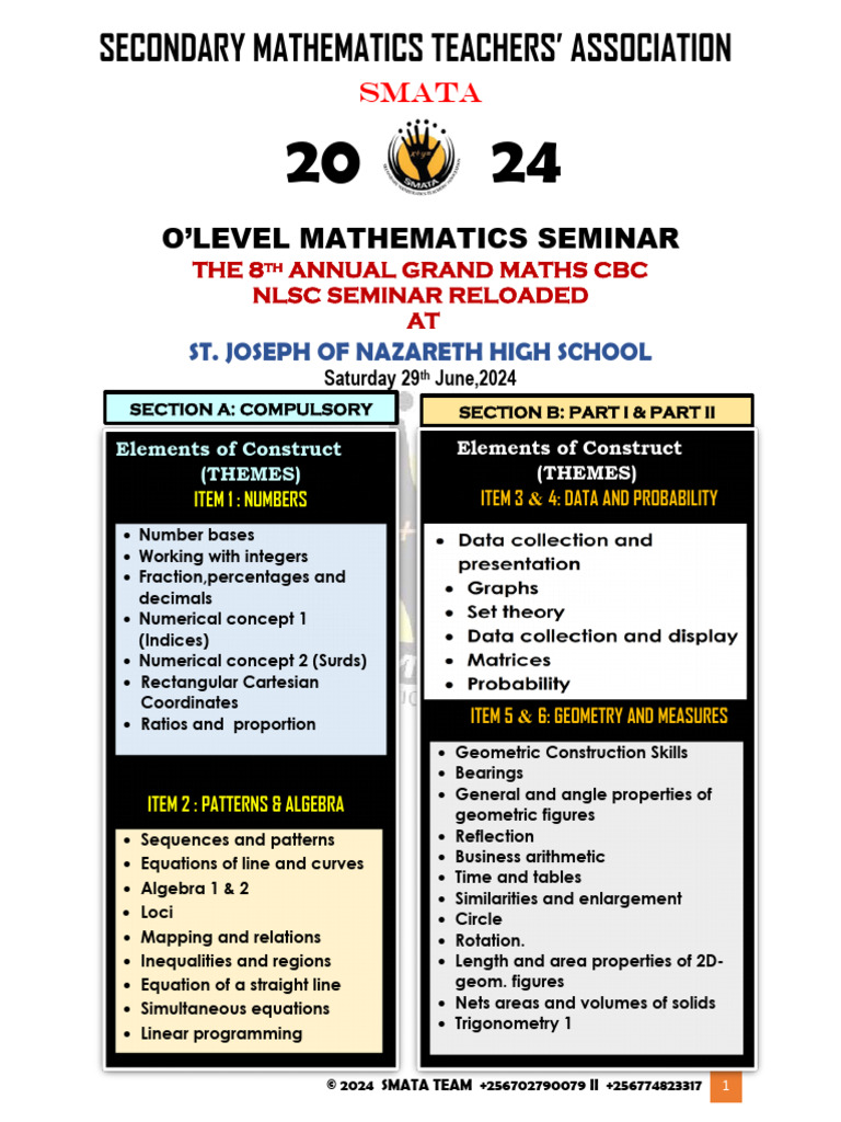 S4 CBC NLSC Mathematics Seminar Questions 2024 Editted Final | PDF ...