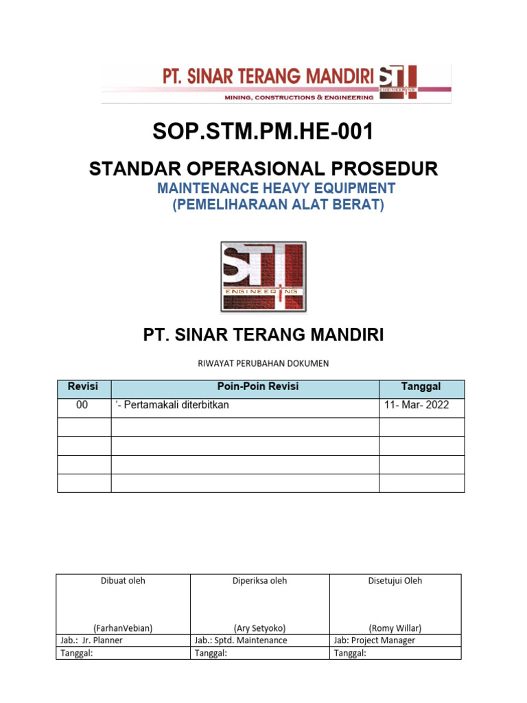 Sop PM He-001-Maint | PDF