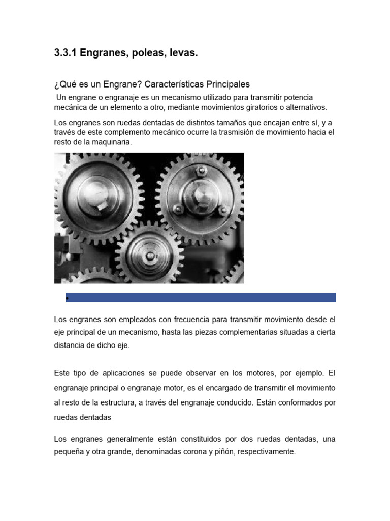 Engranes: Tipos y Características Clave | PDF | Engranaje | Bienes ...