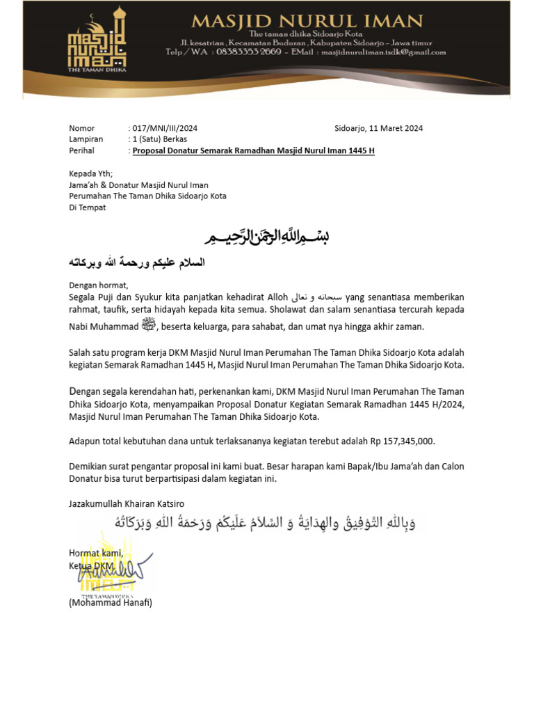 Proposal Dana Ramadhan 1445H | PDF