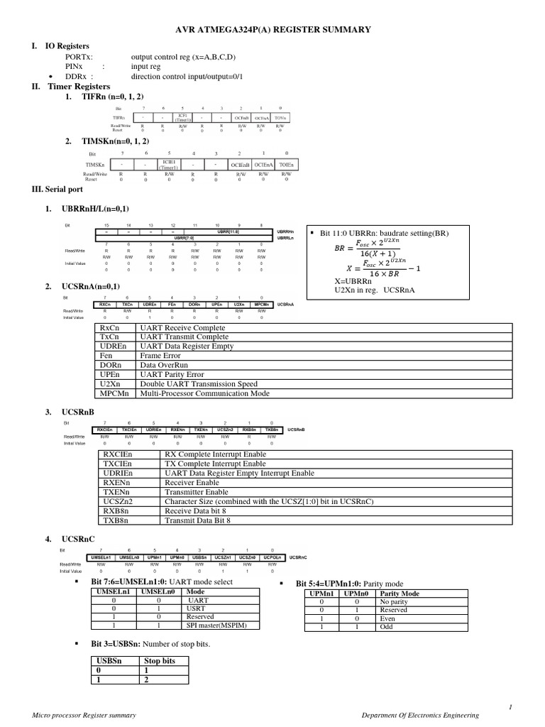 Avr Reg Summary | PDF | Digital Technology | Computer Engineering