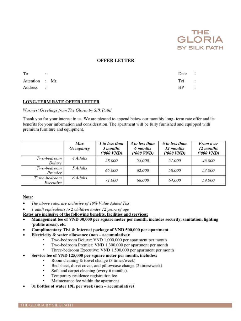 Offer Letter - The Gloria | PDF | Lease | Home
