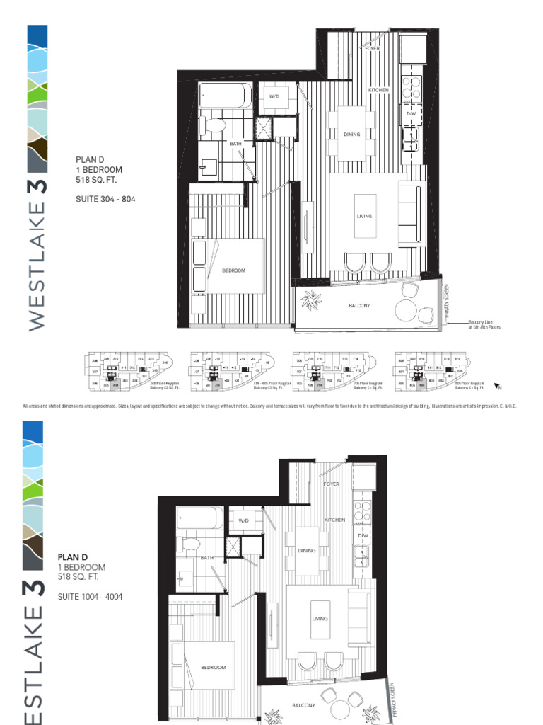 1-Bedroom Condo Plans with Balcony | PDF | Room | Home