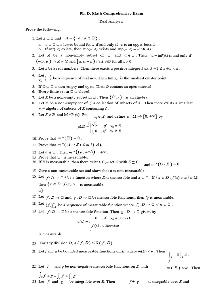 Sample Compre Exam For Ph.D. Math | PDF | Ring (Mathematics) | Group (Mathematics)