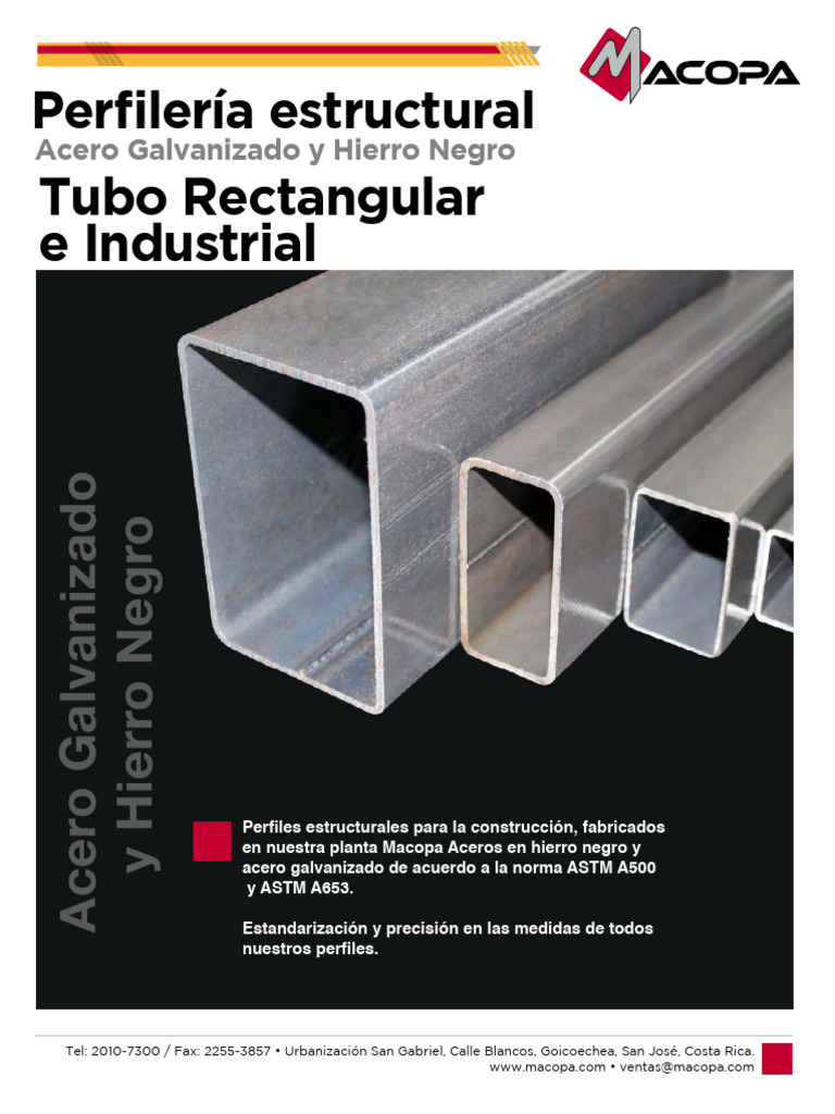 Perfilería Estructural Tubo Rectangular e Industrial: Acero Galvanizado y Hierro Negro | PDF ...
