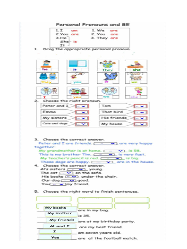 Personal pronouns and be | PDF