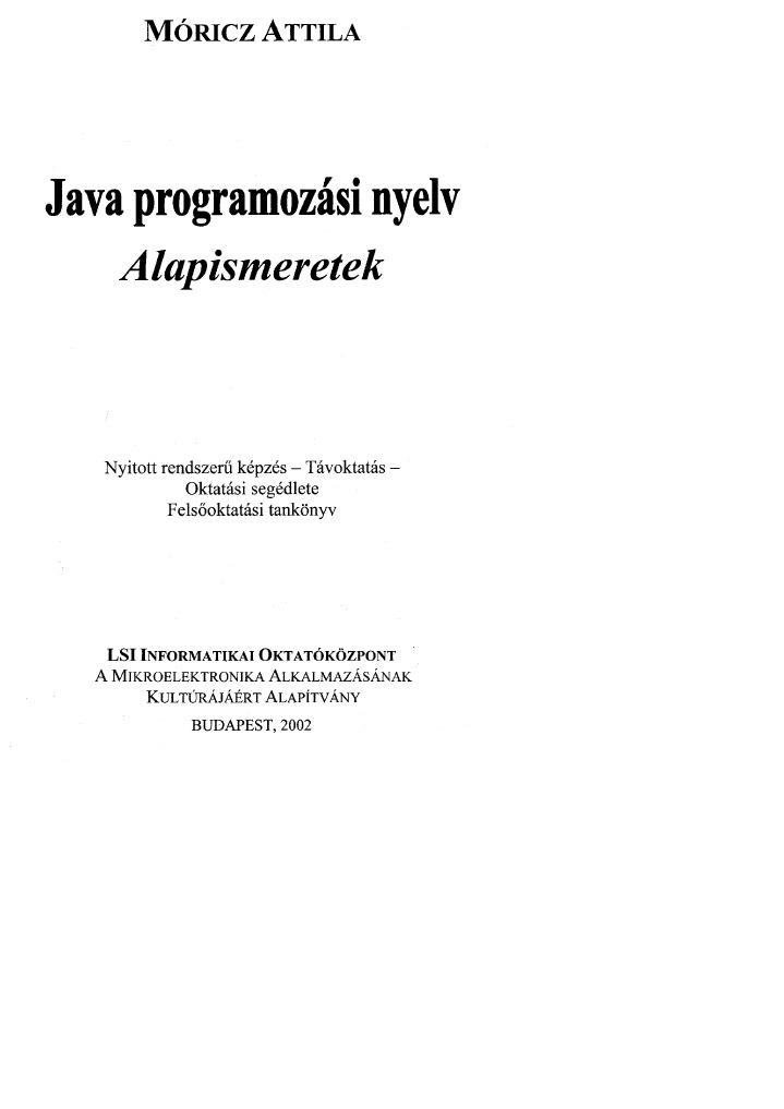 JAVA programozási nyelv