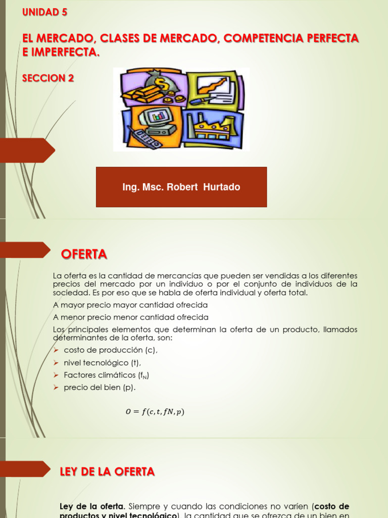 Unidad 5 Seccion 2 El Mercado, Clases de Mercado, Competencia Perfecta ...