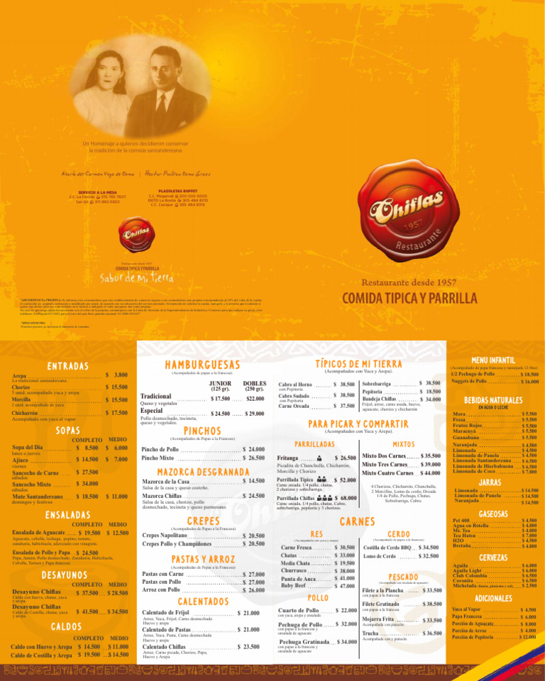 Chiflas - Menu 2023 Servicio A La Mesa | PDF | Industria de alimentos ...