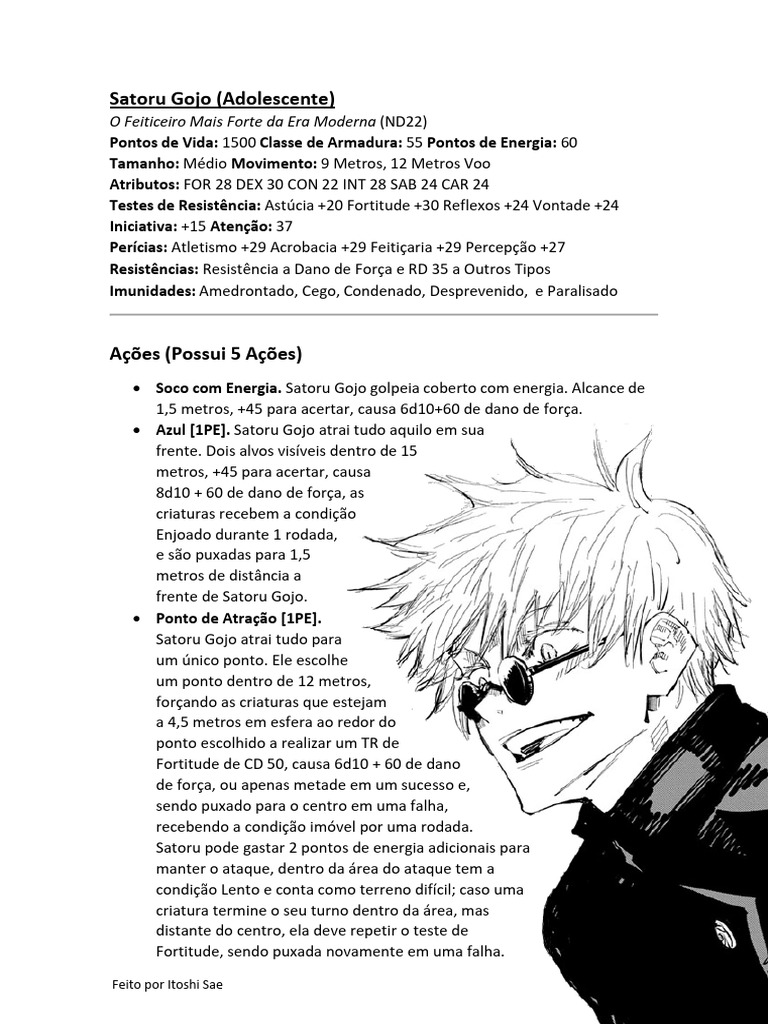 Ficha Gojo (Adolescente) | PDF