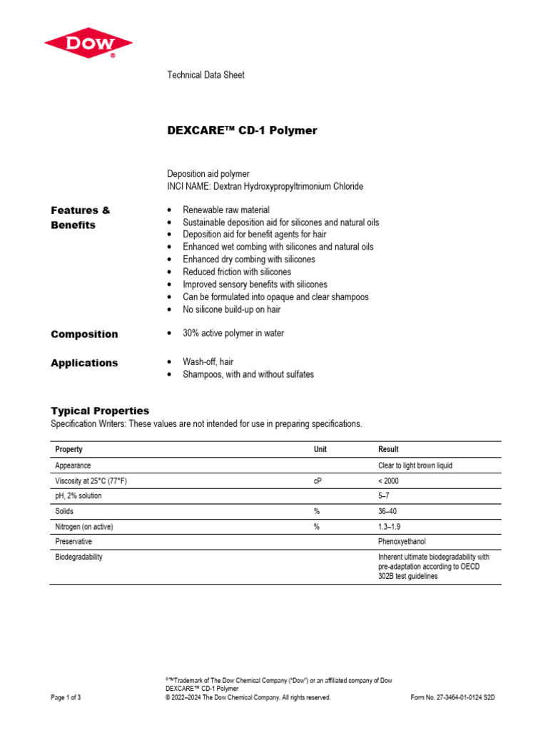 27 3464 01 Dexcare CD 1 Polymer | PDF | Silicone | Shampoo