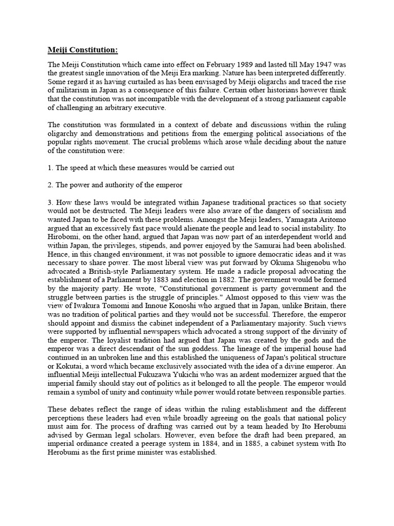 Meiji Constitution | PDF | Constitution | Empire Of Japan