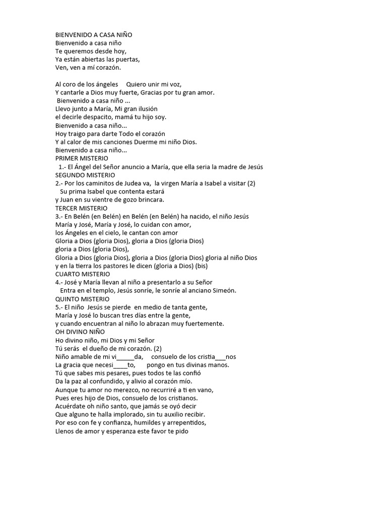 Bienvenido A Casa Niño | PDF