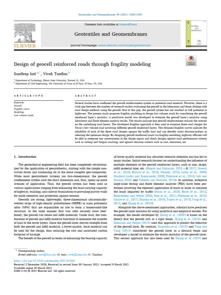 Geocell Roads Fragility Model | PDF | Finite Element Method