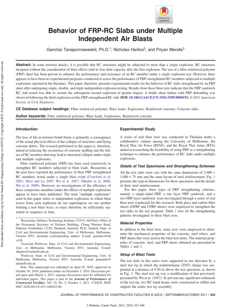 FRP Slab Blast Load | PDF | Fibre Reinforced Plastic | Strength Of ...