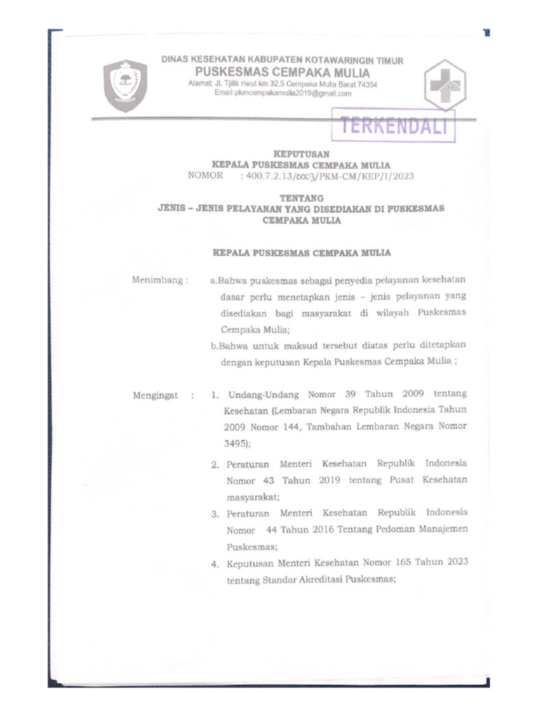 SK Jenis-Jenis Pelayanan | PDF