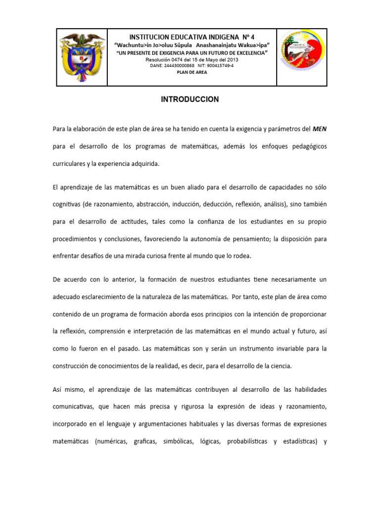 Plan de Matematicas 2024 | PDF | Matemáticas | Aprendizaje