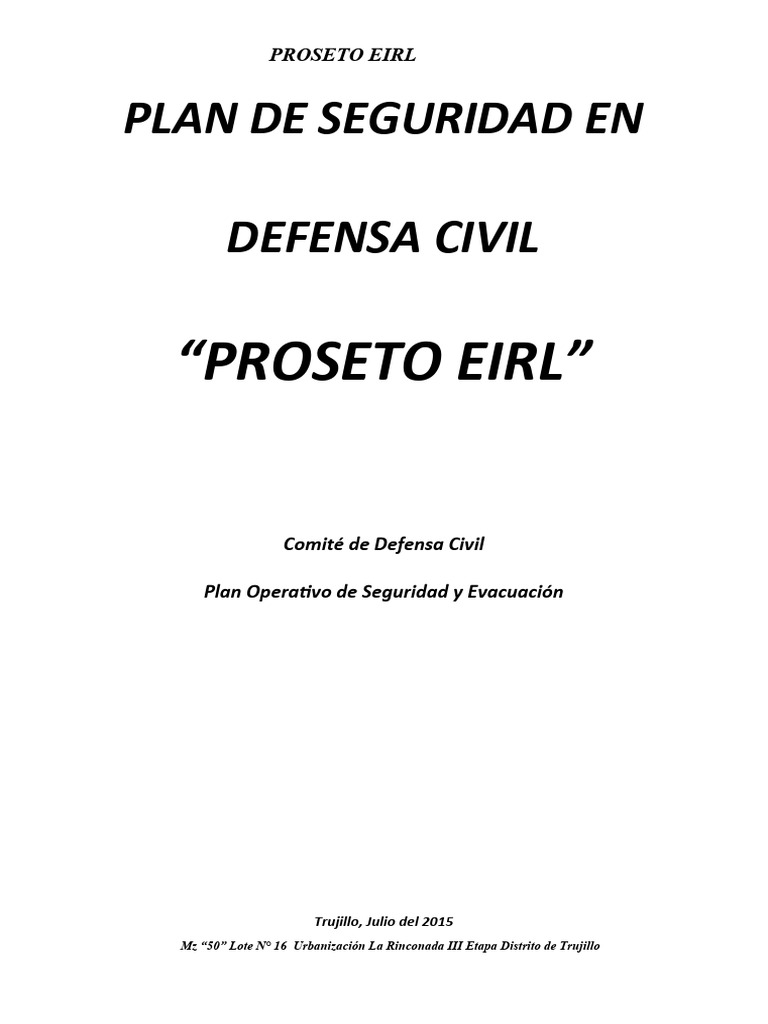 Plan Seguridad Defensa Civil Taller | PDF | Defensa Civil | Quemar