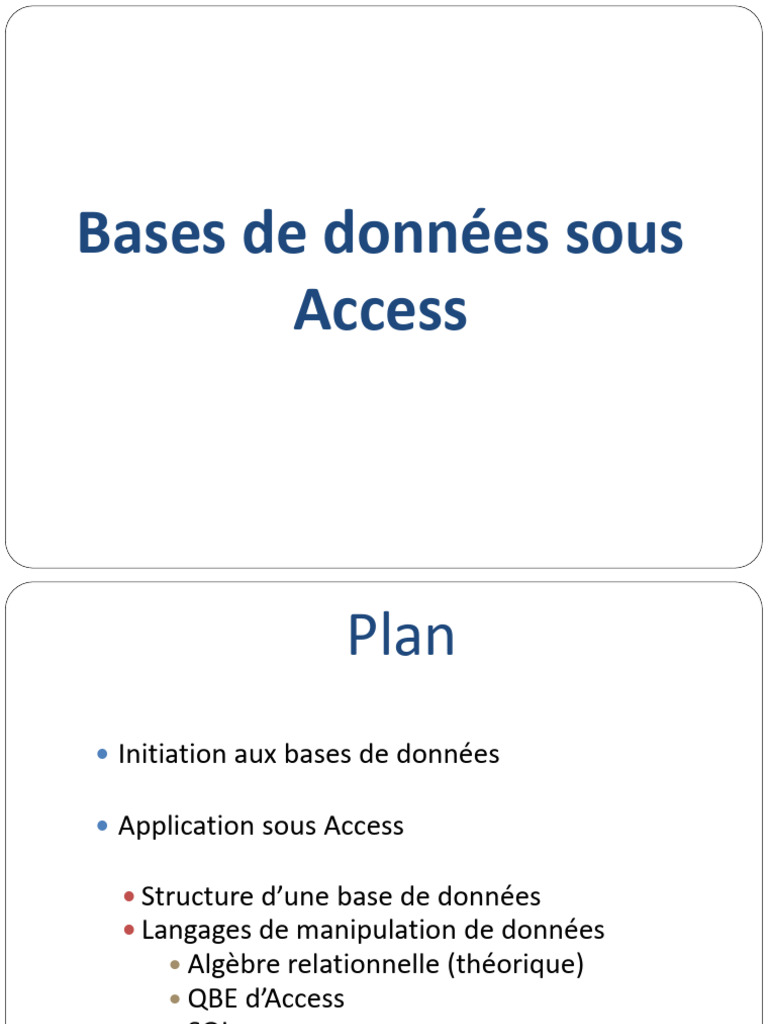 Access Cours Complet | PDF | Microsoft Access | Bases de données