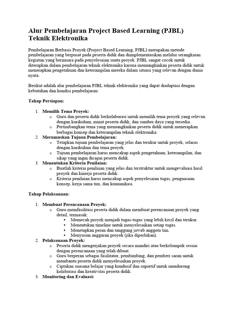 Alur Pembelajaran Project Based Learning | PDF