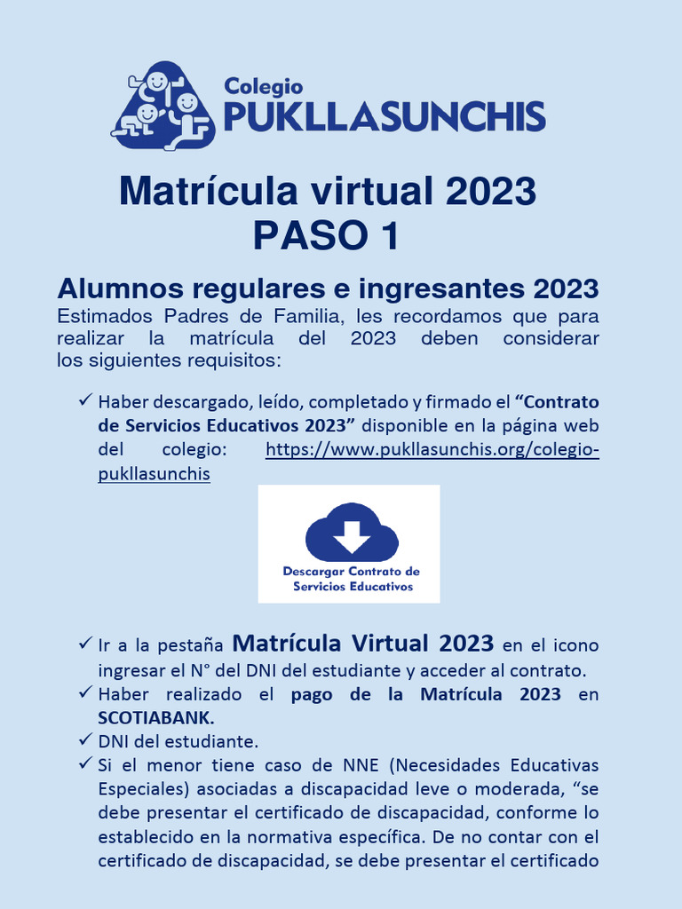 Instructivo de Matricula Virtual 2023 | PDF | Finanzas y dinero