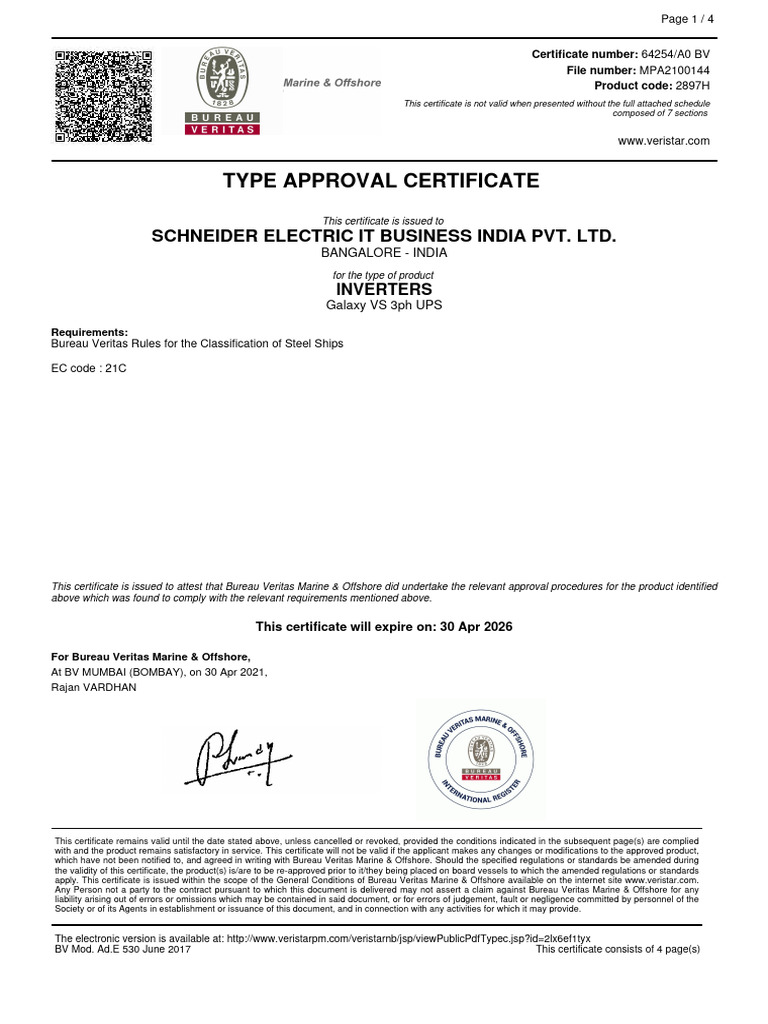 Galaxy VS Marine BV Certificate | PDF | Alternating Current | Electromagnetic Compatibility