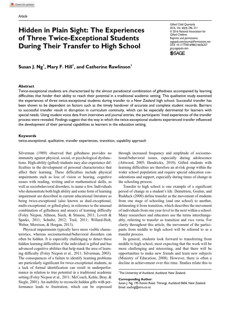 NG Et Al 2016 Hidden in Plain Sight The Experiences of Three Twice ...