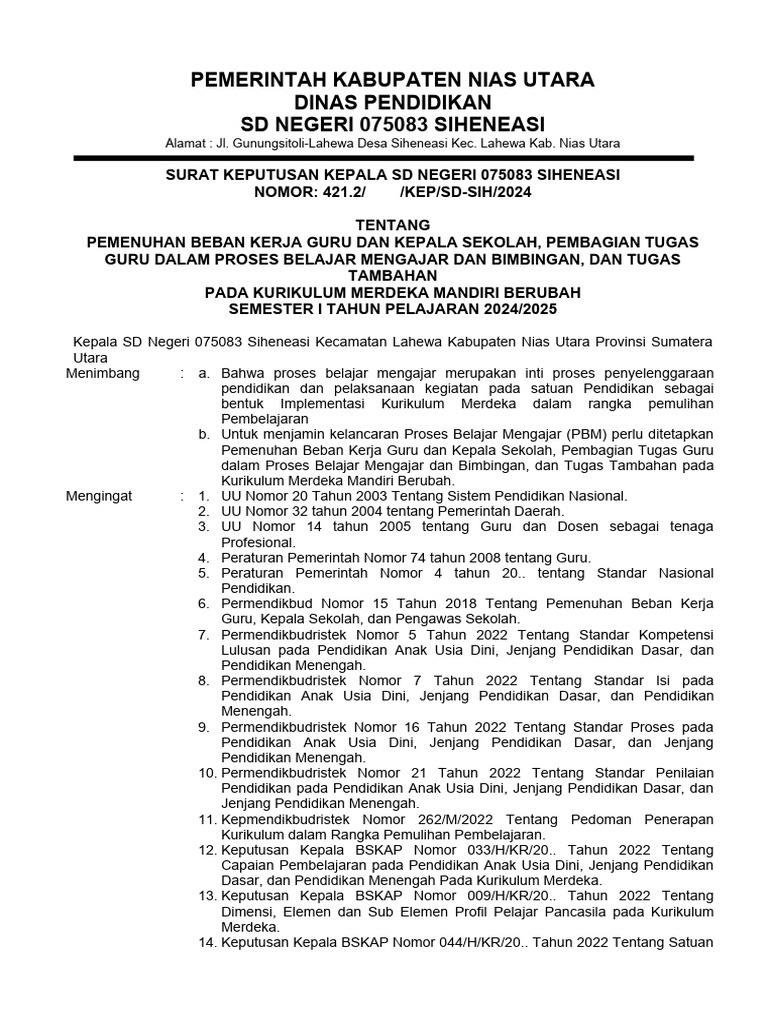 SK-PBM-KURIKULUM-MERDEKA-2024-2025 | PDF