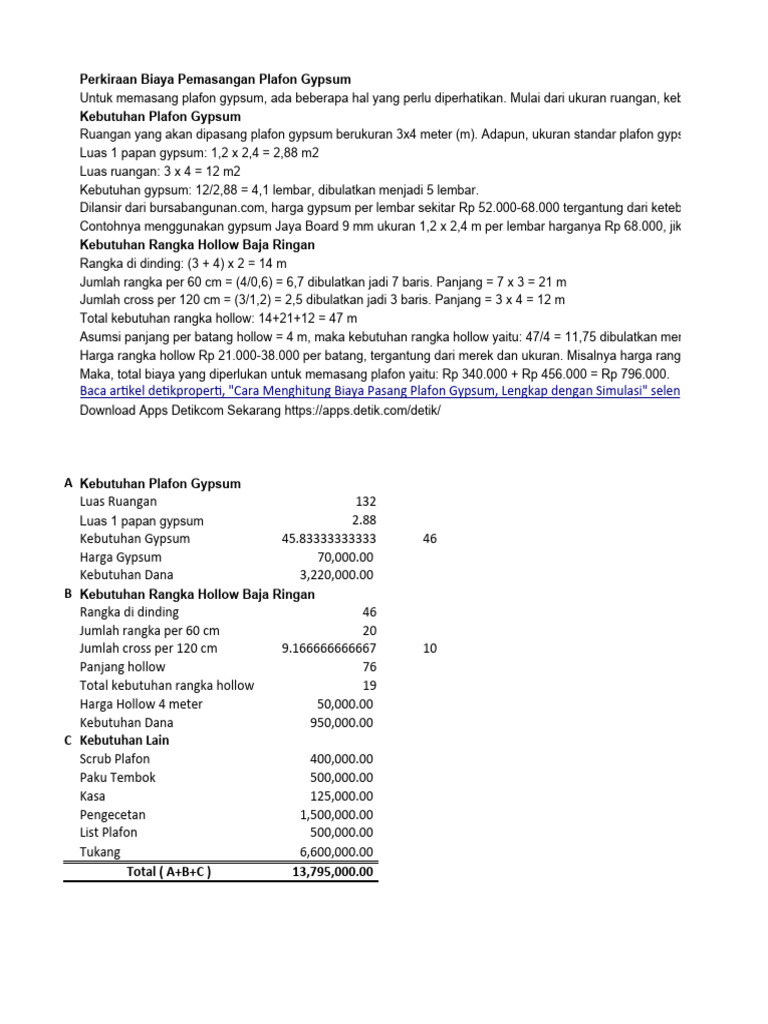 Hitung Buat Plafon | PDF