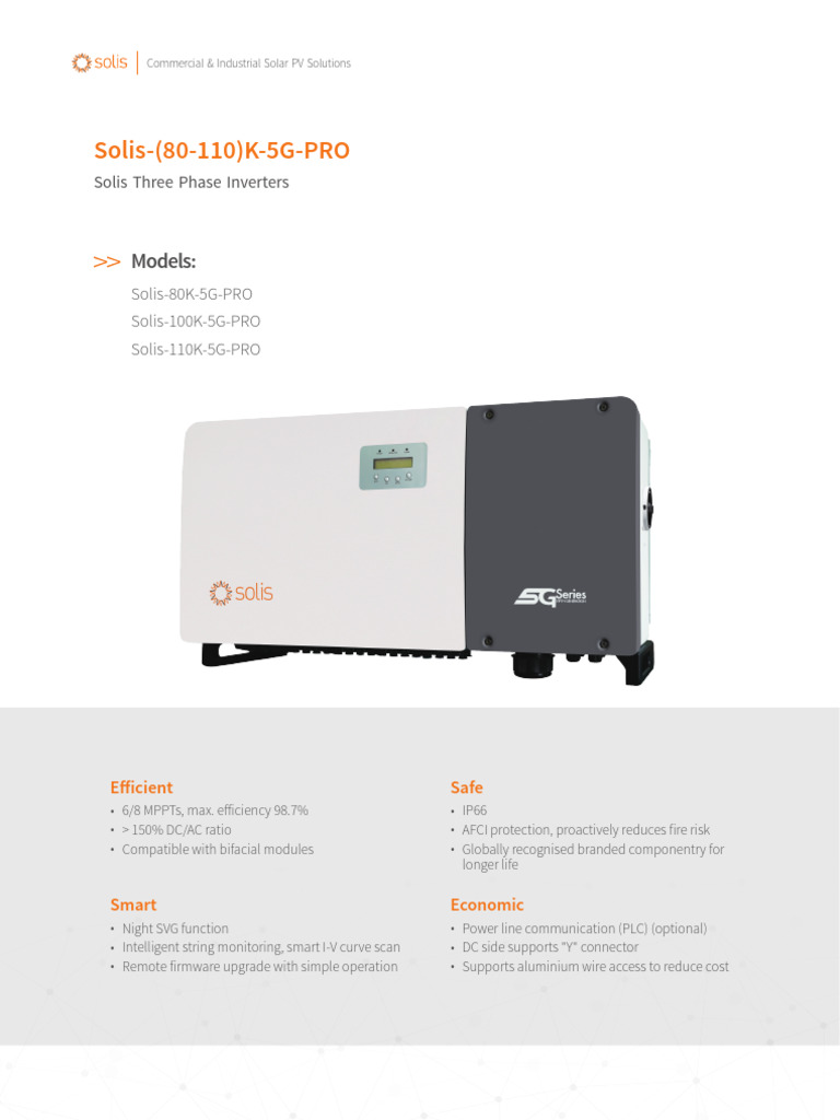 Solis 80-110K 5G PRO Inverters Overview | PDF | Electronic Engineering ...