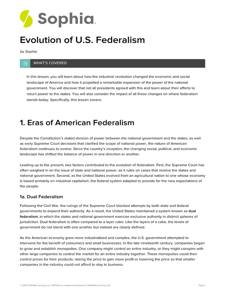 Evolution of U.S. Federalism Explained | PDF | Same Sex Marriage In The ...