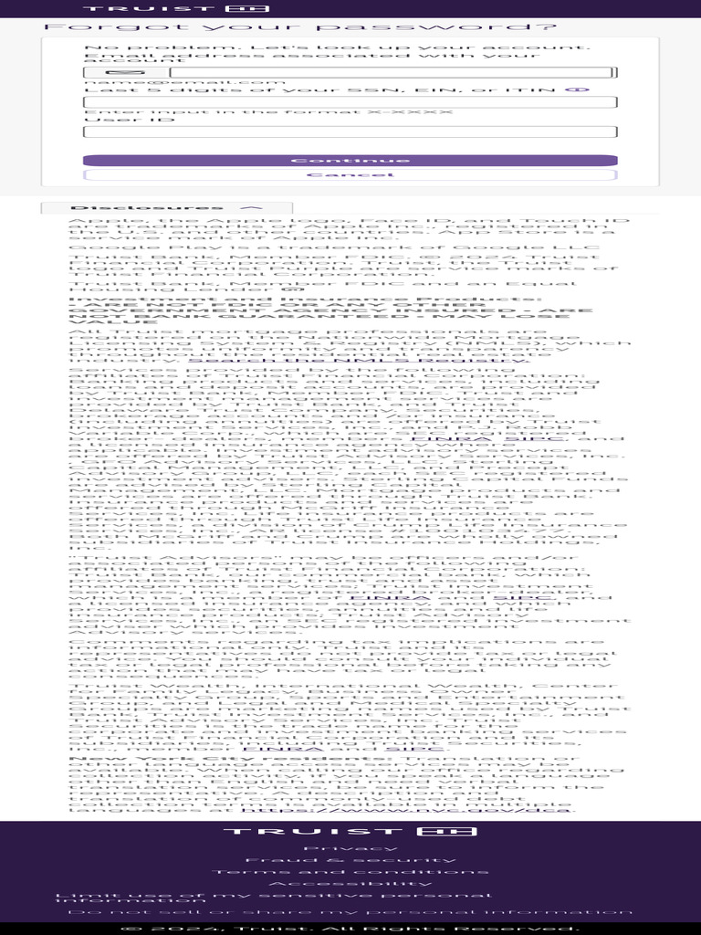 Truist Password Reset - Online Banking Truist | PDF | Financial ...