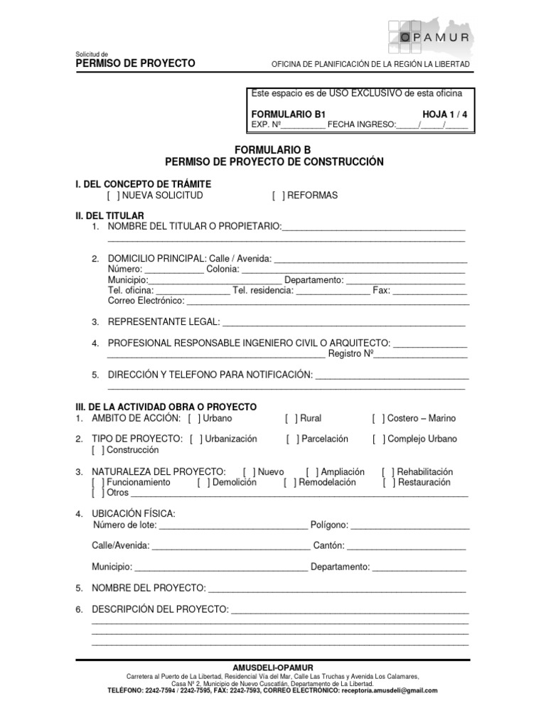 Formulario B1. Permiso de Proyecto | PDF | edificio