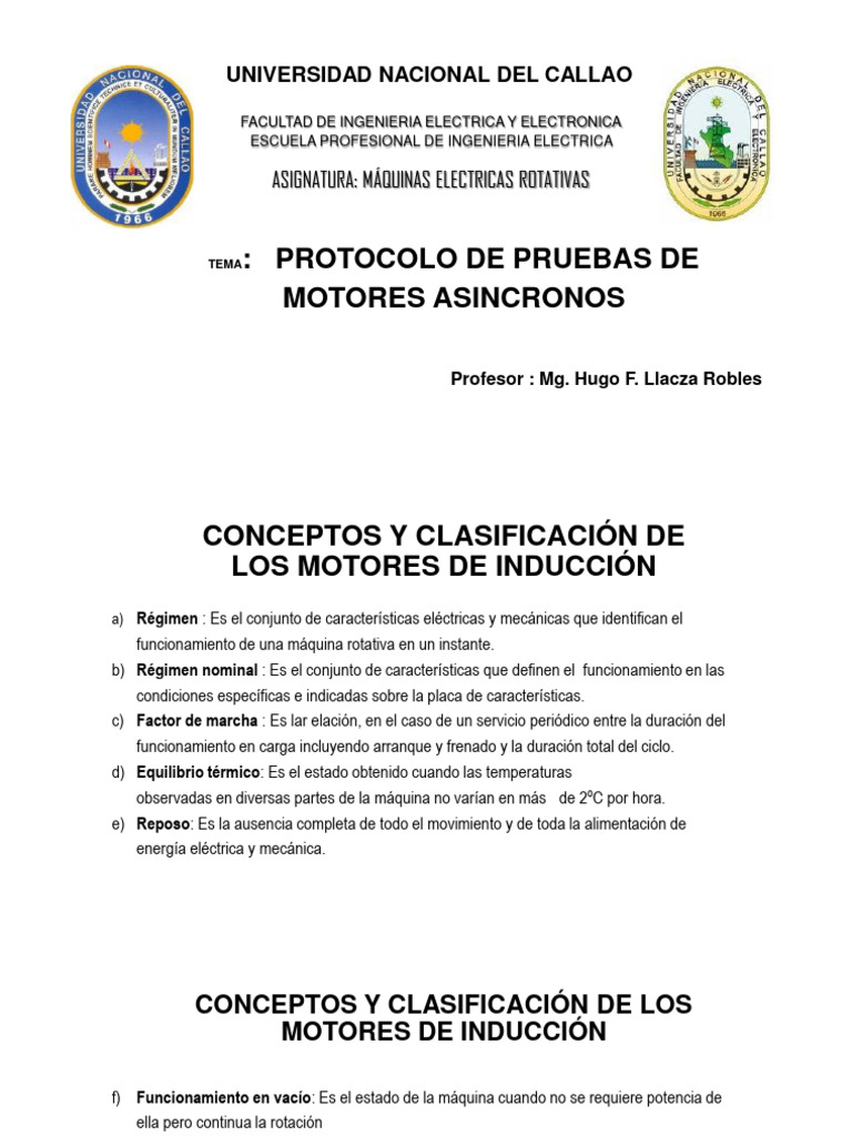 Protocolo de Pruebas Motores | PDF | Corriente eléctrica | Motor eléctrico