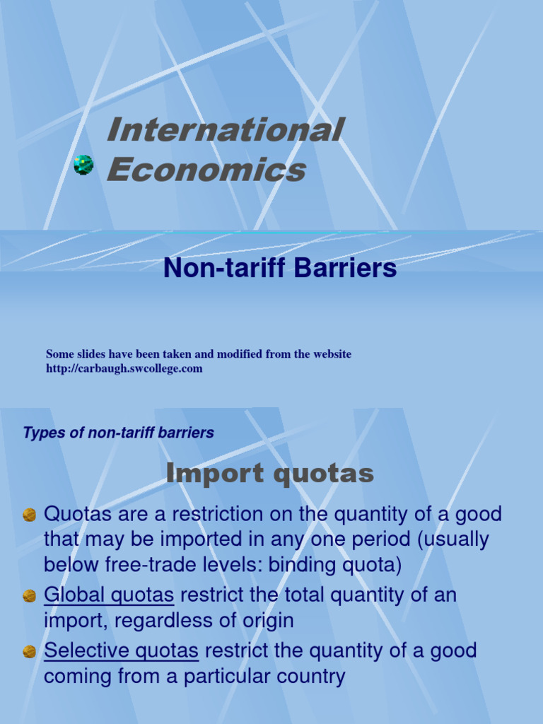 International Economics: Non-Tariff Barriers | PDF | Non Tariff ...