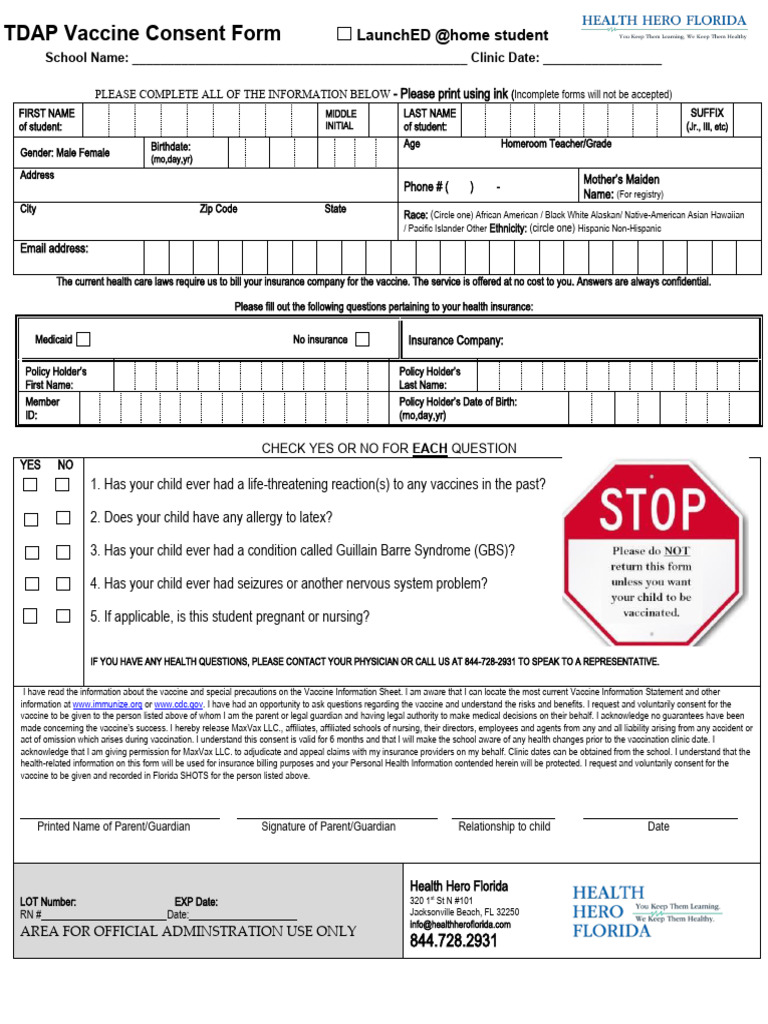 2021 Tdap Consent Ocps | PDF | Informed Consent | Health Care