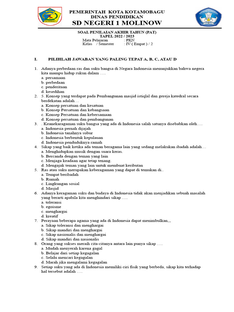 Soal Pat PKN | PDF