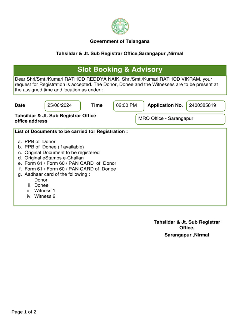 Slot Receipt 3811908 | PDF