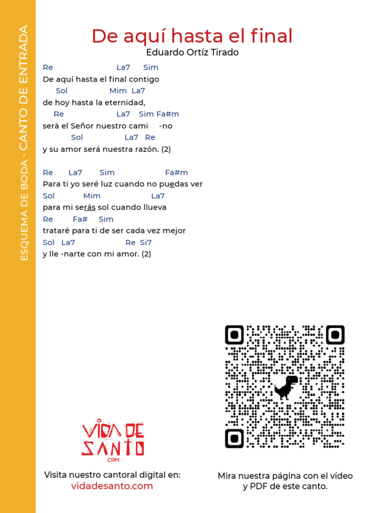 De Aqui Hasta El Final Acordes y Letra Canto de Entrada para Bodas | PDF