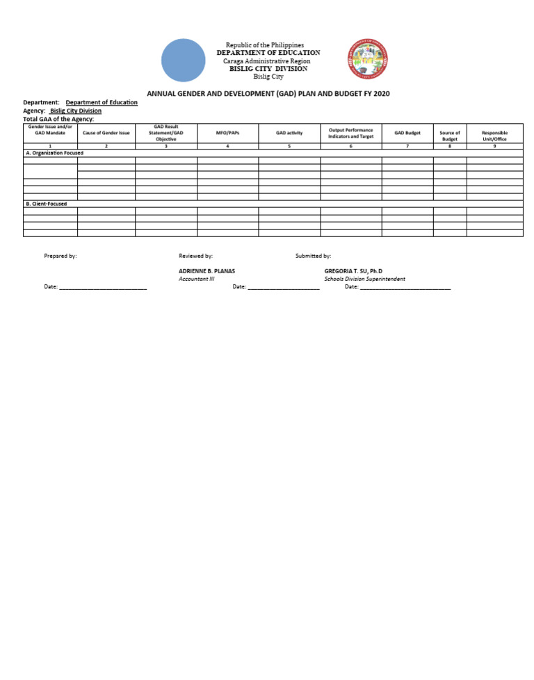 Annual Gad Plan Template 2 | PDF
