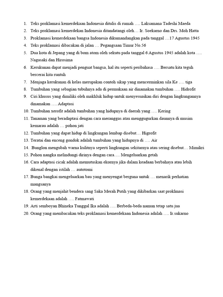 Latihan PB 1-3 Tema 2 S1 | PDF