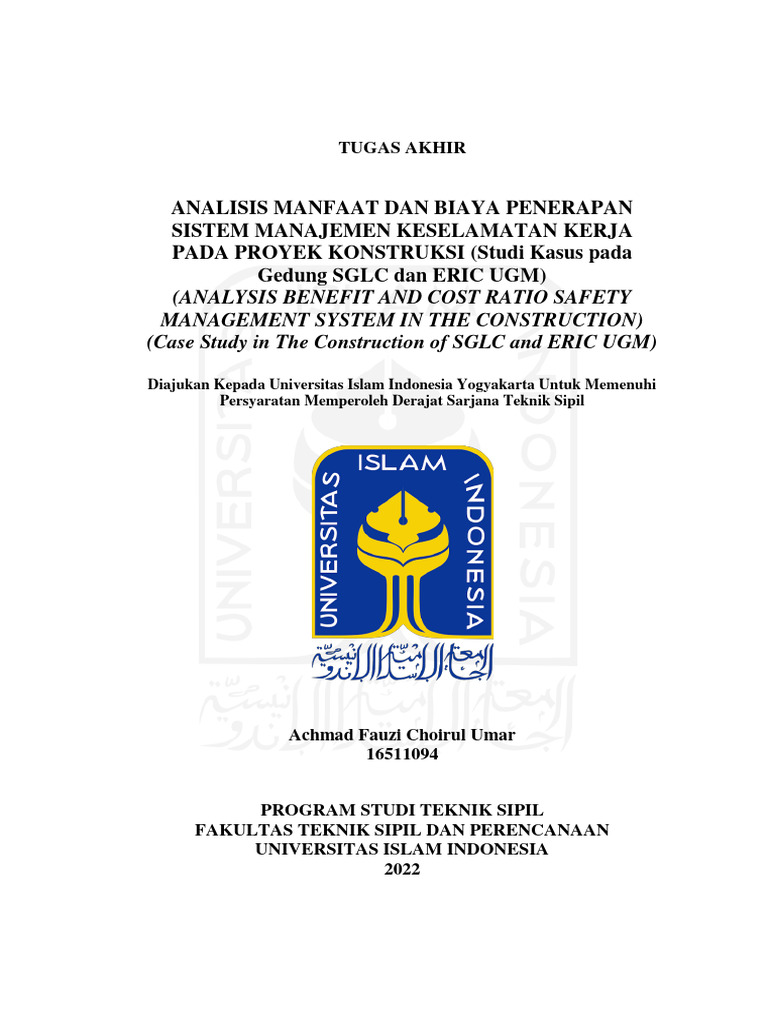 Analisis Manfaat Dan Biaya Penerapan Sistem Manajemen Keselamatan Kerja ...