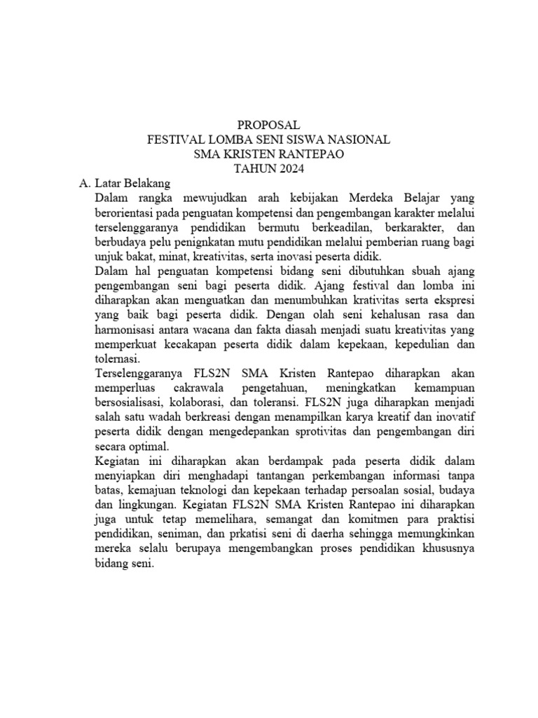 Proposal FLS2N 2024 | PDF | Griya & Taman