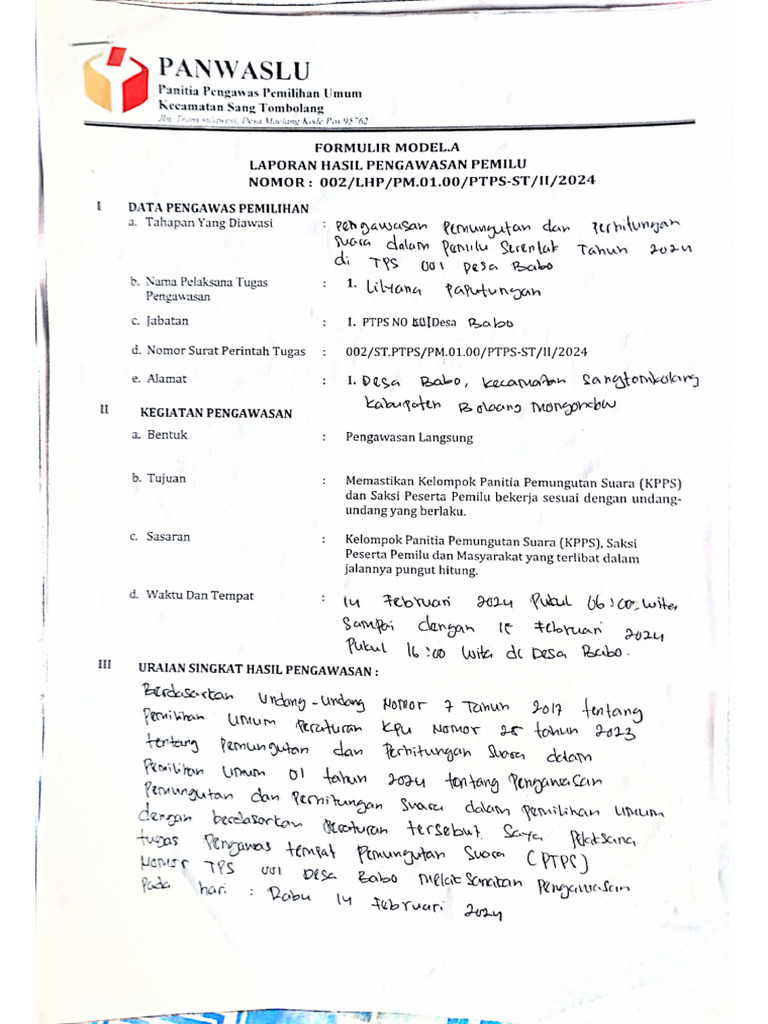 TPS 001 - Desa Babo | PDF