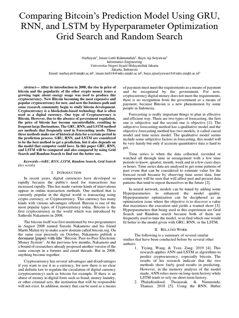 Comparing Bitcoin's Prediction Model Using GRU, RNN, and LSTM by Hyperparameter Optimization ...