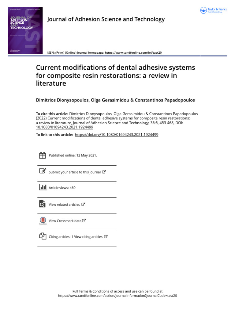 G3 Current Modifications of Dental Adhesive Systems Forcomposite Resin ...